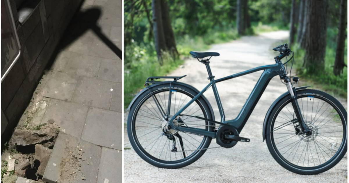 Dief trekt verkeerspaal uit de grond en gaat aan de haal met fiets van ...