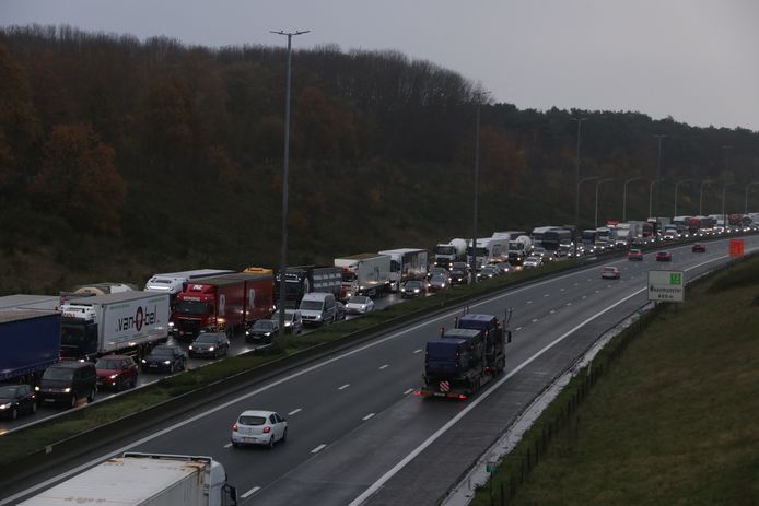 Half uur file op E17 richting Gent vanaf Sint-Niklaas: rijstrook ...