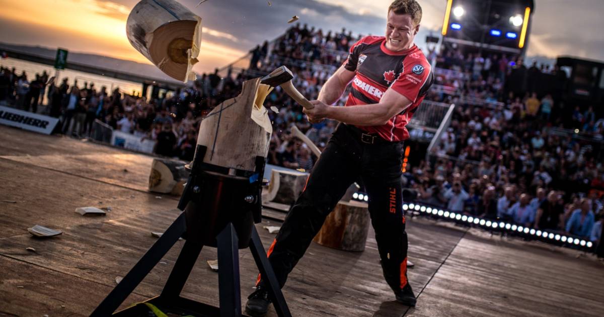 Beste houthakkers ter wereld zagen en hakken er op los, Canadees wordt ...