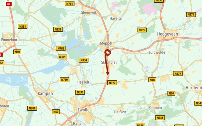 Lange file na ongeluk op A28: Snelweg nu weer vrij | Meppel | destentor.nl