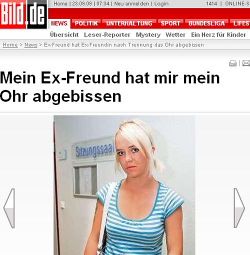 Boze Duitser bijt oor af van knappe ex-vriendin | Bizar | hln.be