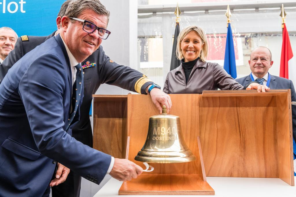 Nieuw marineschip M940 Oostende officieel te water gelaten | Foto | hln.be