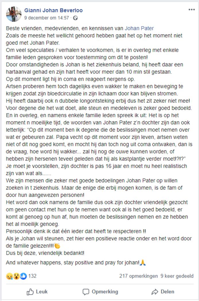 Oud-voetballer Johan Pater (38) in coma na hartaanval | Nederlands ...