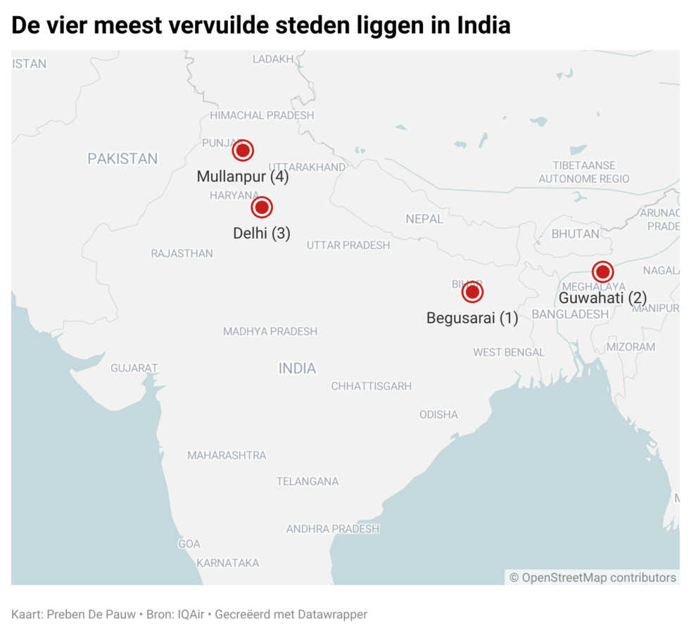 83 van de 100 meest vervuilde steden ter wereld liggen in India | Foto ...