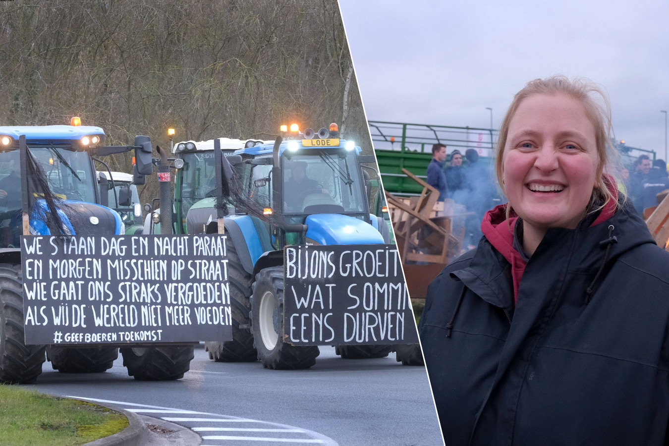 “We zijn lang genoeg braaf geweest”: Boeren voeren actie aan rondpunt ...