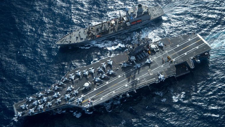 Trumps vliegdekschip doet het heel rustig aan: nog 5.000 kilometer naar ...