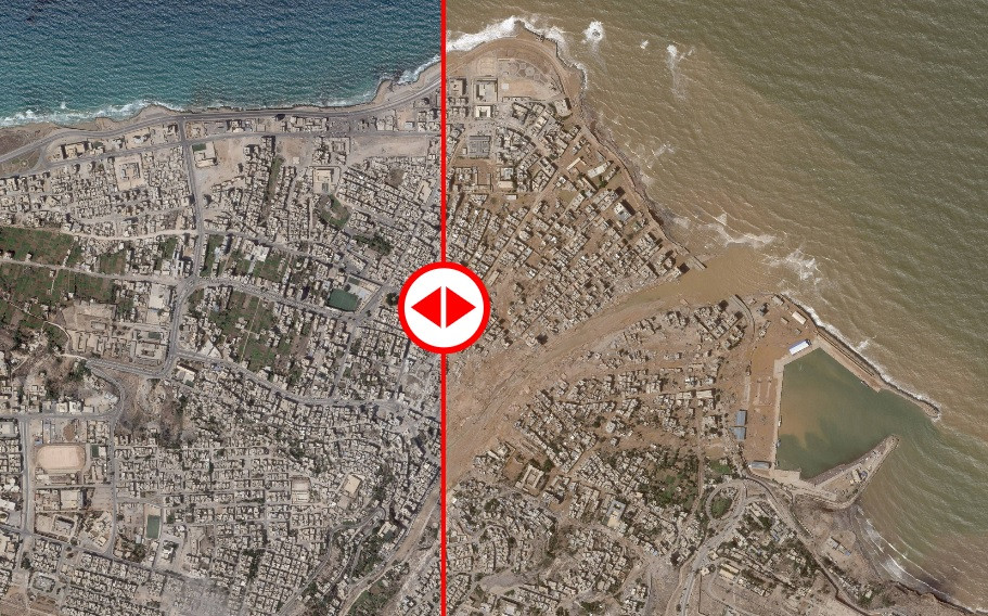 Satellietbeelden tonen totale verwoesting in Derna na doortocht ...