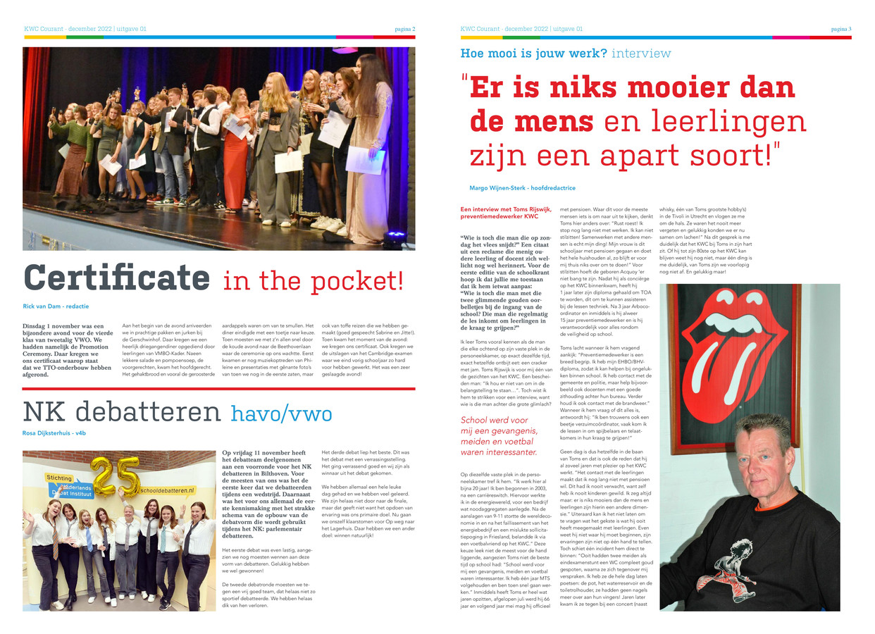 KWC trekt papieren schoolkrant uit de mottenballen: ‘Het blijft zo veel beter hangen dan een ...