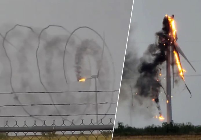 Windmolen in Texas vat vuur na blikseminslag, maar wieken blijven ...