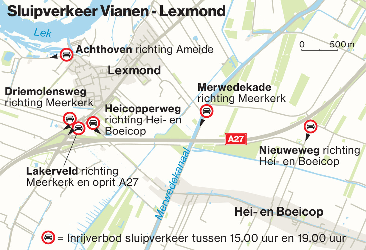 Wie de A2 bij Vianen richting Lexmond af wil, heeft straks ontheffing ...