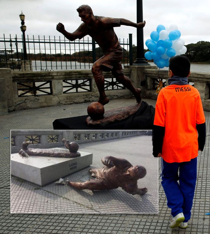 Vandalen vernielen standbeeld Lionel Messi | Offside | AD.nl
