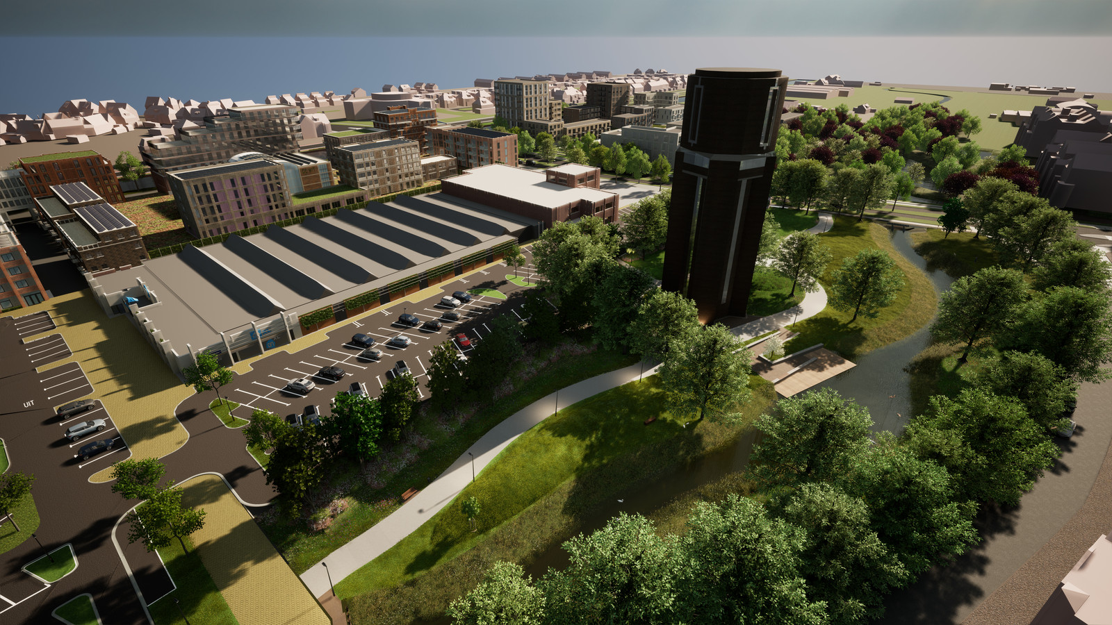 Beton en gratis parkeerplaatsen bij watertoren in Helmond verdwijnen ...