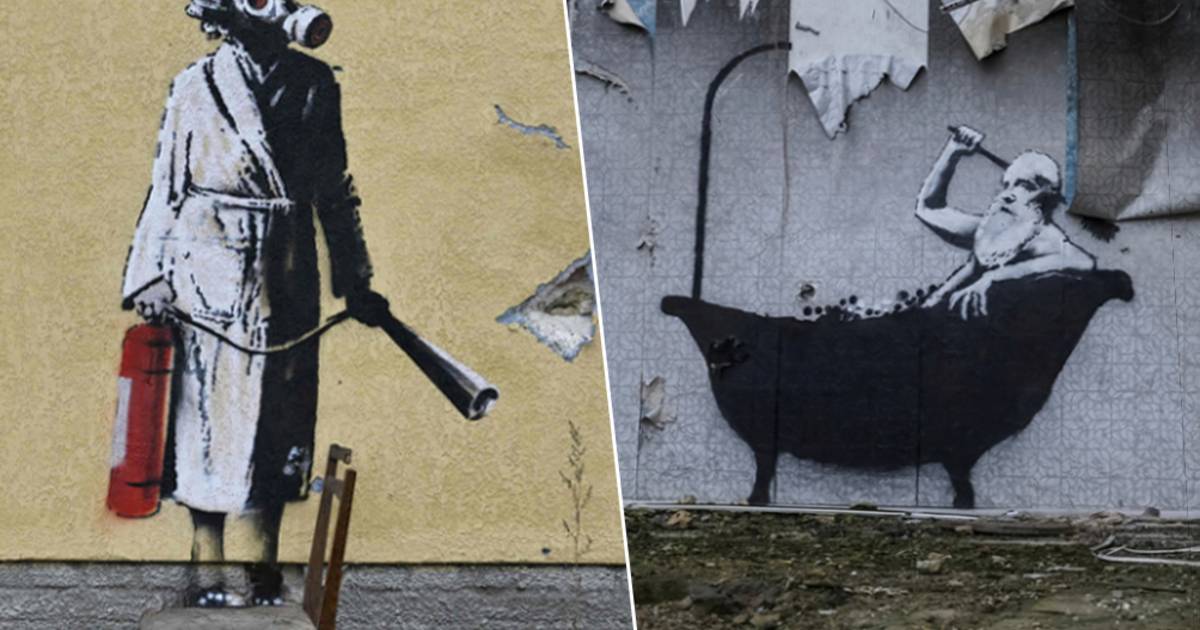 Banksy erkent reeks muurschilderingen in Oekraïne als eigen werk en ...