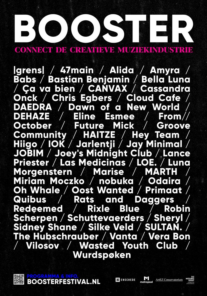 Enschede deze zaterdag weer ‘live’ in het teken van Booster Festival ...