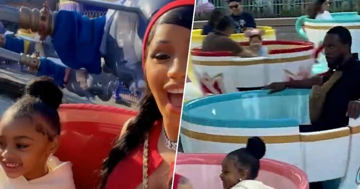 Cardi B maakt plezier in Disneyland, maar haar serieuze bodyguard gaat ...