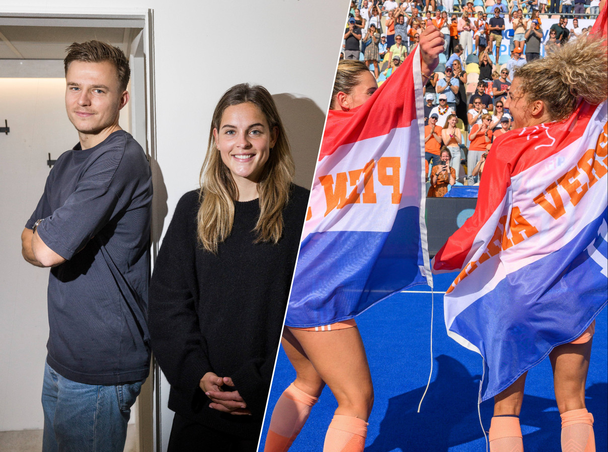 Europees kampioenen Thijs van Dam en Pien Sanders vieren hun goud op ...