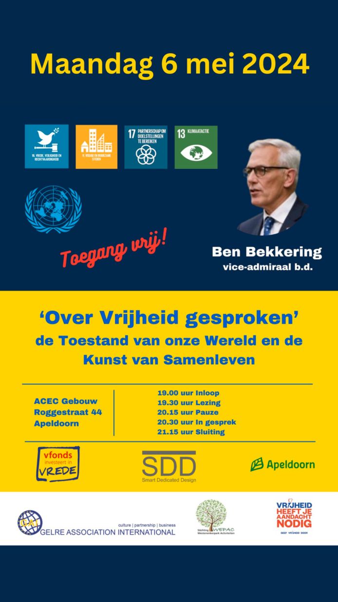 Lezing door vice-admiraal Ben Bekkering in Apeldoorn ʻOver Vrijheid ...