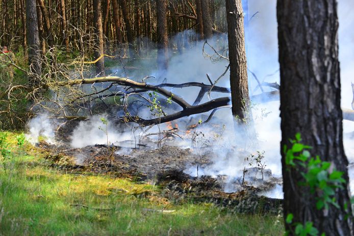 Natuurbranden in Waalre en Budel, brandweerwagen in Budel rijdt zich ...