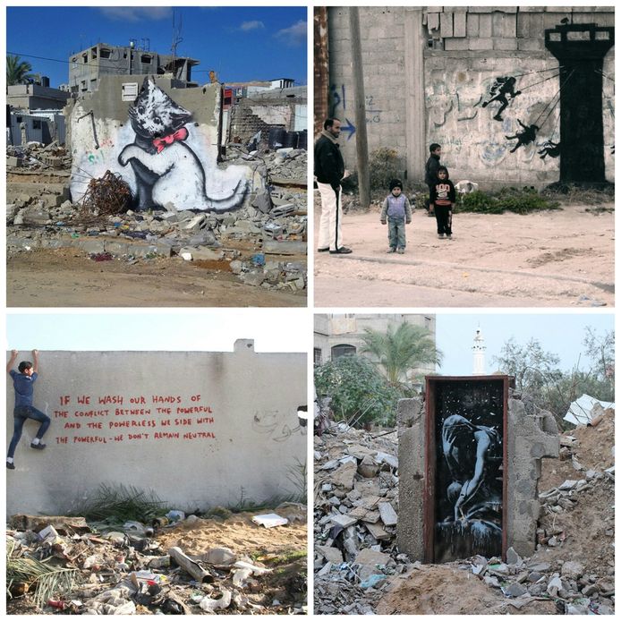 Banksy maakt sarcastische 'reisreclame' in Gaza | Israel Palestina | hln.be