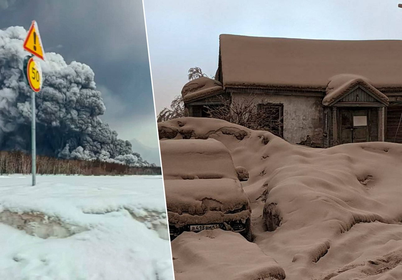 Un volcan russe entre en éruption et recouvre des villages d’une ...